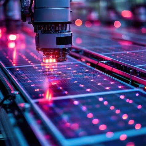 Advanced Technology In Solar Panel Production With Robotics And Automation Stock Image Image