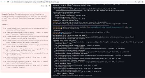 Error When Trying To Run The Streamlit App In Web Using Streamlit