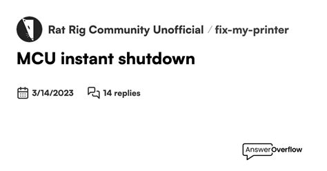 Mcu Instant Shutdown Rat Rig Community Unofficial