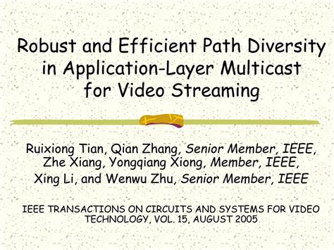 ppt robust and efficient path diversity in application layer multicast for video streaming