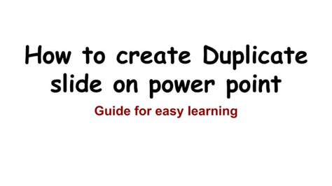 how to create duplicate slide on power point pptx