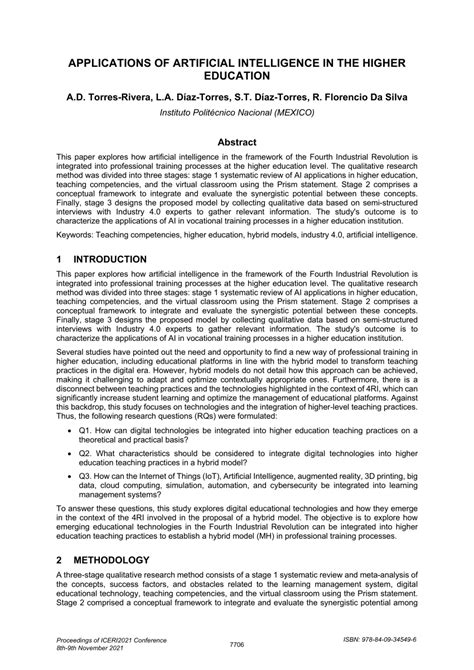 Pdf Applications Of Artificial Intelligence In The Higher Education