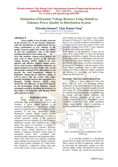 pdf simulation of dynamic voltage restorer using matlab to enhance