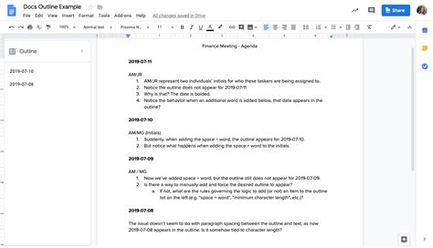 Docs Outline Behavior Not Functioning Correctly Rules Or Manual Way To Add An Outline