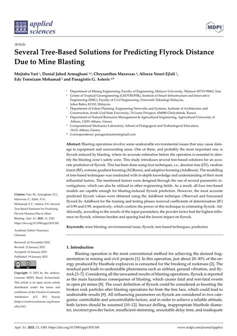 Pdf Several Tree Based Solutions For Predicting Flyrock Distance Due