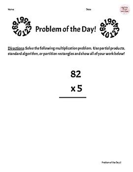 Multi Digit Multiplication Long Division Problem Of The Day TPT
