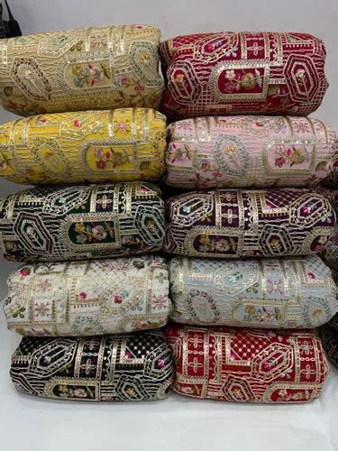 Coding Work Embroidery Fabric At ₹ 495meter Georgette Emboidery Work