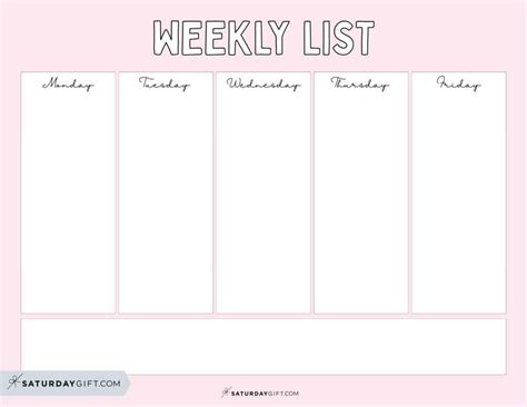 7 Day Calendar Printable