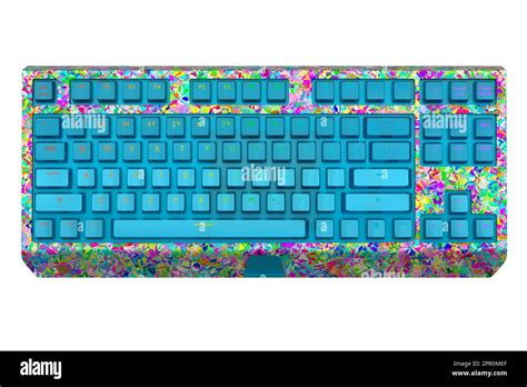 Realistic Computer Keyboard With Seamless Wavy Pattern Isolated On White Background 3d Render