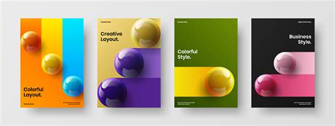 트렌디 한 프리젠 테이션 A4 디자인 벡터 일러스트 세트 원래 3d 공 플래카드 레이아웃 번들 A4 용지에 대한 스톡 벡터 아트 및 기타 이미지 Istock