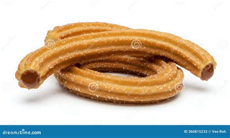 Golden Brown Crispy Churros With Caramel Filling Sugar Coated White
