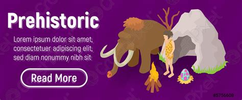 Prehistoric Concept Banner Isometric Style Stock Vector 5756608 Crushpixel