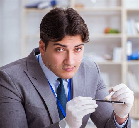 Young Man During Crime Investigation In Office Stock Image Image Of