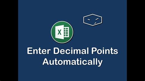 Ms Office Excel Enter Decimal Points Automatically Youtube