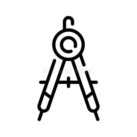 Trendy Outline Style Icon Of Geometry Compass With Pencil Stock Vector