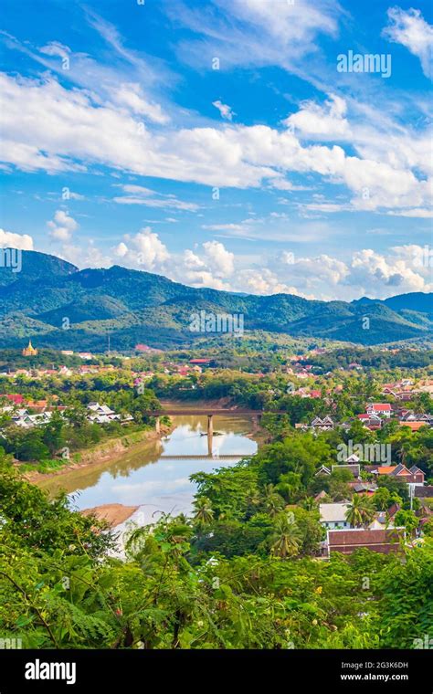Panorama Of The Landscape Mekong River And Luang Prabang City In Laos
