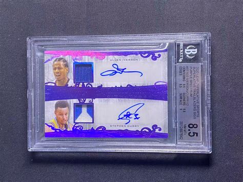 2020 【六六代卖 预付快速回款】 Leaf Stephen Curry 斯蒂芬库里 艾弗森 12编 超低编 首编 紫平行 双人 签字 球衣实物 Bgs859分 勇士 76人（psy） 卡淘