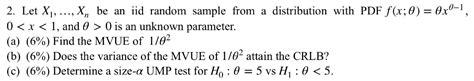 solved let x1 dots xn ﻿be an iid random sample from a
