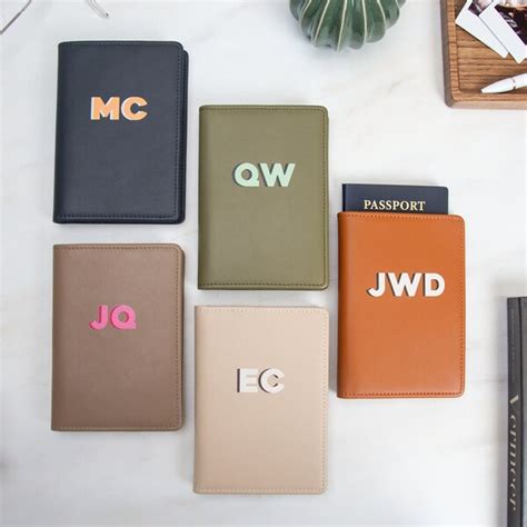 Leather Monogram Passport Cover Etsy