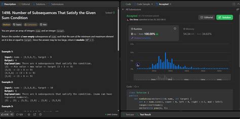 🎇number Of Subsequences That Satisfy The Given Sum Condition Leetcode