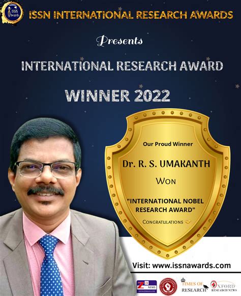 Issn Awards 💥💥congratulations To Dr R S Umakanth 🤝