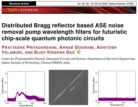 Paper On Distributed Bragg Reflector Ase Filters For Quantum Photonic Circuits Silicon