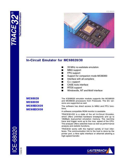 In Circuit Emulator For Mc6802030 Mc68020 Mc68030 Mc68ec020 Mc68ec030 Pdf Emulator
