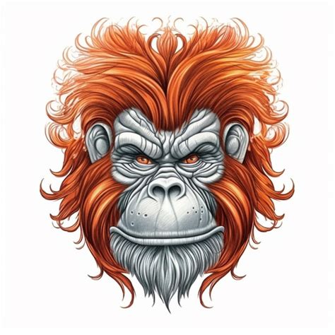 Premium Photo A Drawing Of A Monkey With A Red Hair And Beard