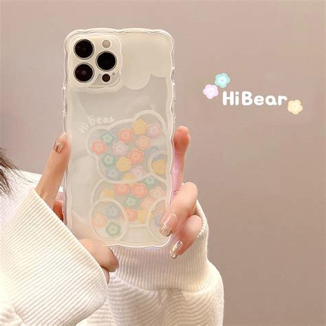 나디아마트 귀여운 특이한 아이폰 캐릭터 14 13 미니 곰탱이 플라워 젤리 범퍼 휴대폰 케이스 쇼핑몰 위시버킷