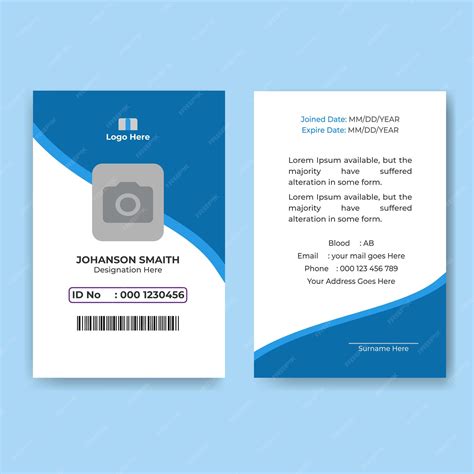 Premium Vector Vector Front And Back Id Card Template With Photo