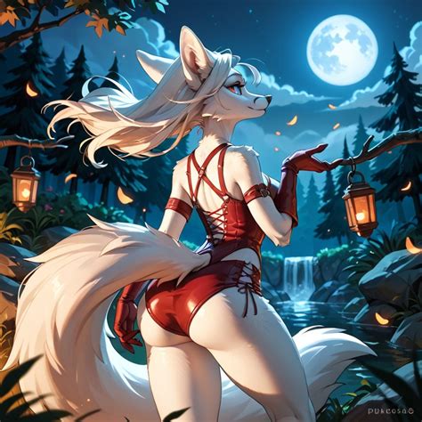 Female Red And White Fox With Furryai