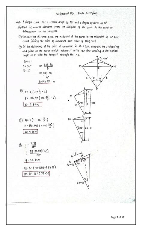 SOLUTION Route Surveying Simple Curve Problems With Answers Studypool