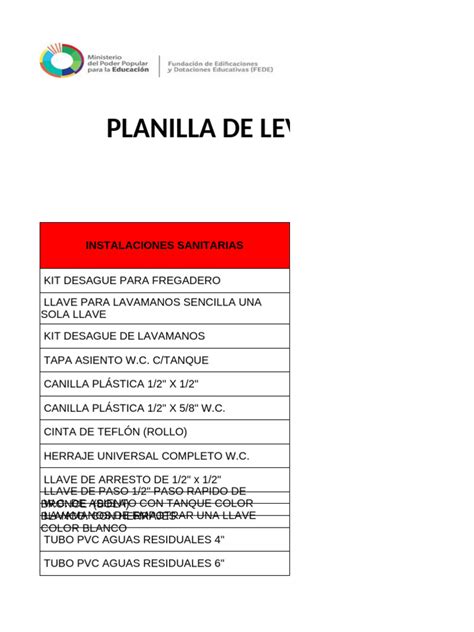 Planilla De Materiales Infraestructura Escolar Con Bricomiles Pdf Ingeniería De Edificación