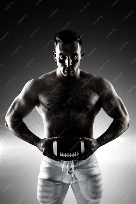 Premium Photo Composite Image Of Shirtless American Football Player