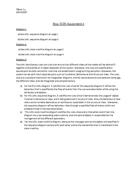 Sysc 3120 Assignment 4 Oliver Lu 101155667 Sysc 3120 Assignment 4