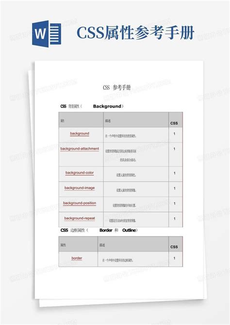 Css属性参考手册word模板下载编号qekkpjzp熊猫办公