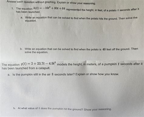 Solved Answer each question without graphing. Explain or | Chegg.com