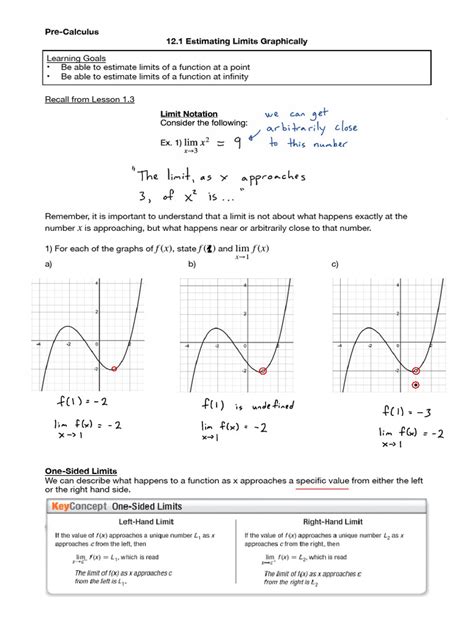 X F X F F X Pre Calculus 121 Estimating Limits Graphically Pdf