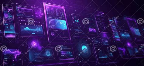 Futuristic Digital Interface With Data Visualizations Graphs And Analytics Multiple Screens