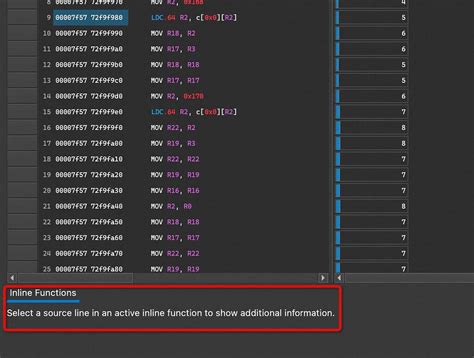 how to use inline function feature in nsight compute s source view