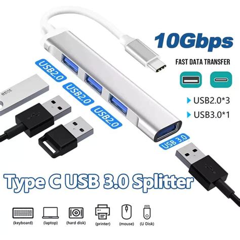 Type C To 4 Ports USB 2 0 And 3 0 USB Hub Lazada