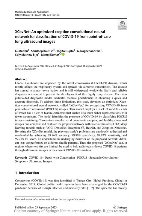 pdf xcovnet an optimized xception convolutional neural network for