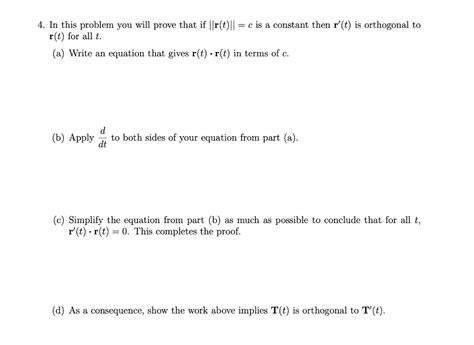 Solved In This Problem You Will Prove That If R T Chegg Com