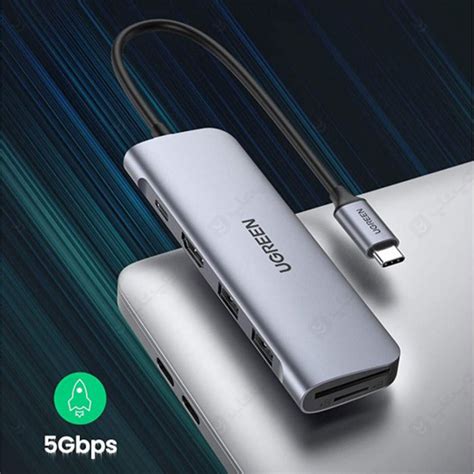 هاب 6 پورت Type C به Usb 3 0 با یک پورت Hdmi و درگاه کارت حافظه یوگرین 70411 Cm195 یوپ شاپ