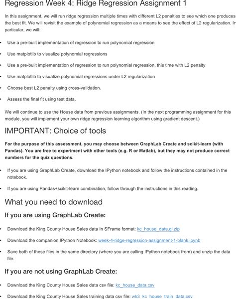 Week 04 Ridge Regression Assignment 01 Instructions