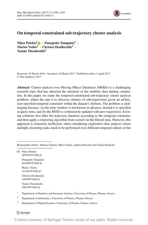 on temporal constrained sub trajectory cluster analysis request pdf