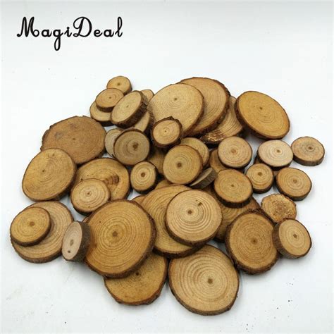 50pcs 20 40mm Mixed Mini Wood Tree Slices Pine Log Vicedeal
