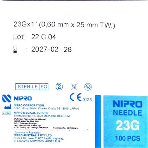 Nipro Needle 23g X 1 Inch 100pcs Box 20boxes Pack EXPIRY 2027 Lazada