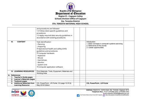 computer system servicing lesson plan for first quarter docx education