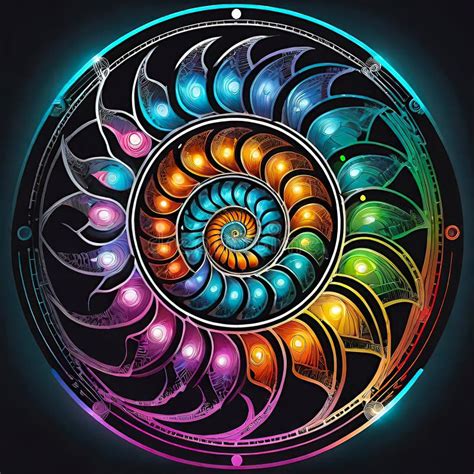 Fibonacci Sequence Circular Spiral Illustration For Adults Beautiful